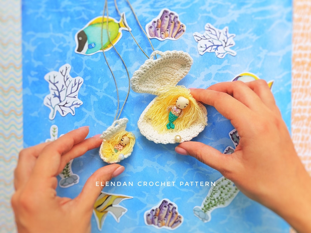Crochet Pattern - Seashell Locket With Mermaid - 2 Sizes (amigurumi ...