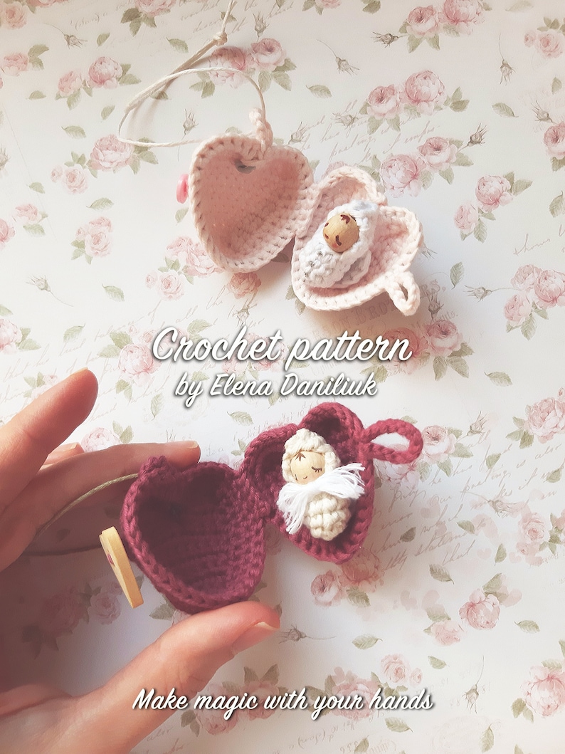 Crochet Pattern-heart Locket With Angel(amigurumi Pattern,crochet Heart ...