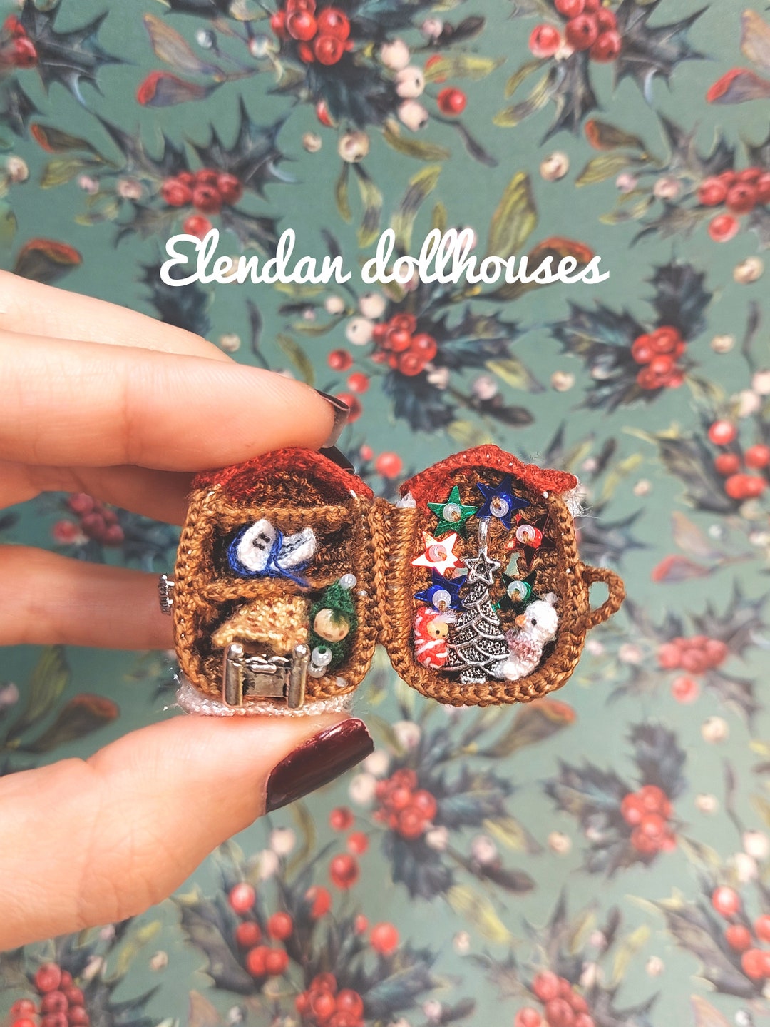 Adorable Elf Cottage Crochet Micro Miniature House With Gnomes and ...