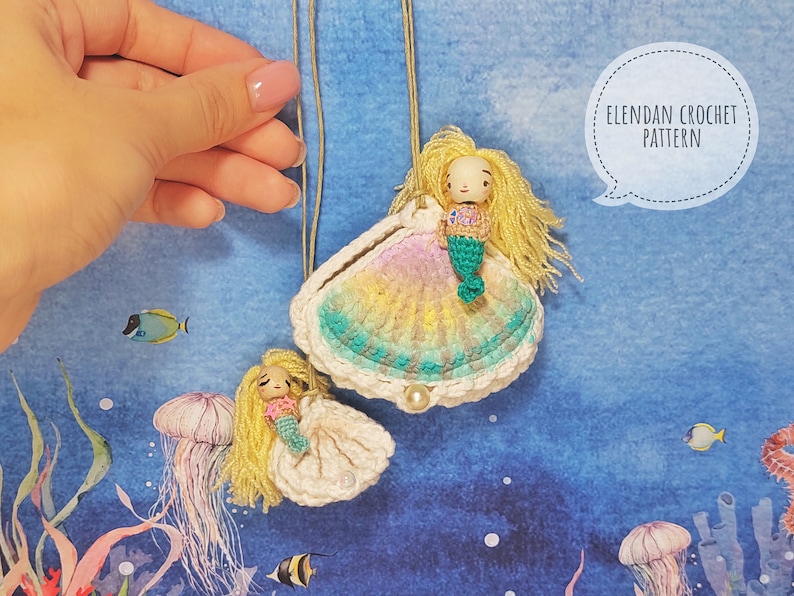 Crochet Pattern Seashell Locket With Mermaid 2 Sizes - Etsy