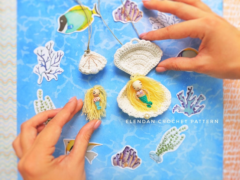 Crochet Pattern Seashell Locket With Mermaid 2 Sizes - Etsy