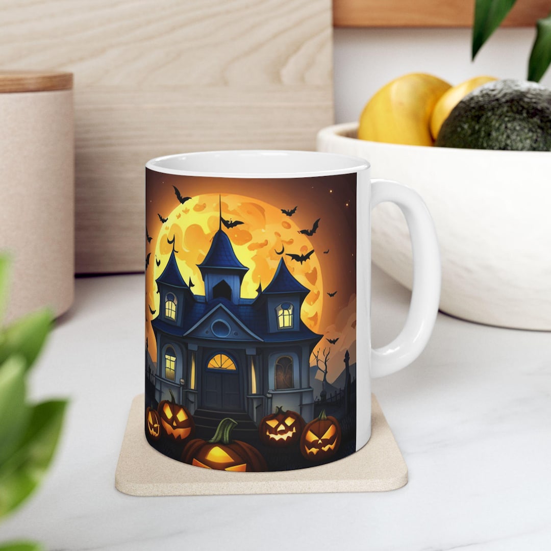 Haunted House Coffee Mug Hot Chocolate Cup Ceramic Mug 11oz Gift for ...