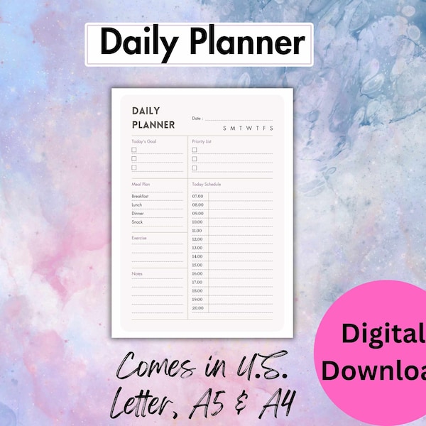 Printable 7 Day Planner/daily Planner Pdf/planner for Motivation/daily ...