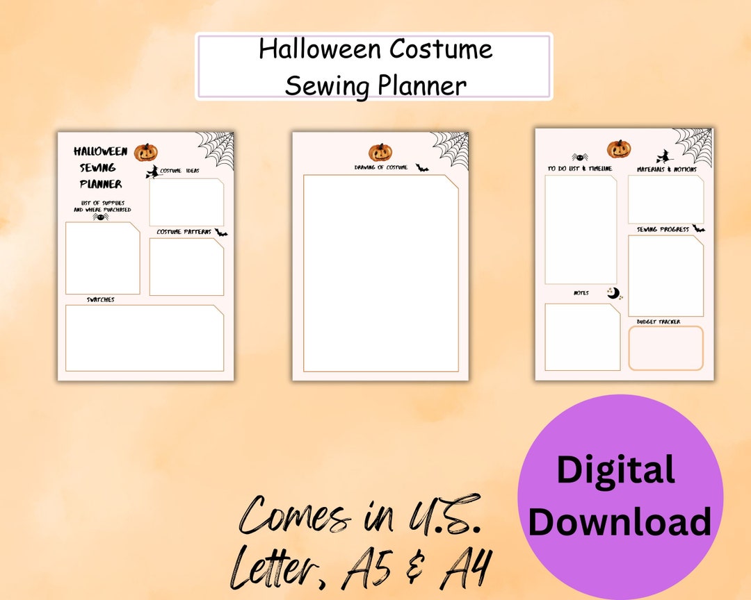 Halloween Costume Planner Printable U.S. Letter, A4, A5 - Etsy