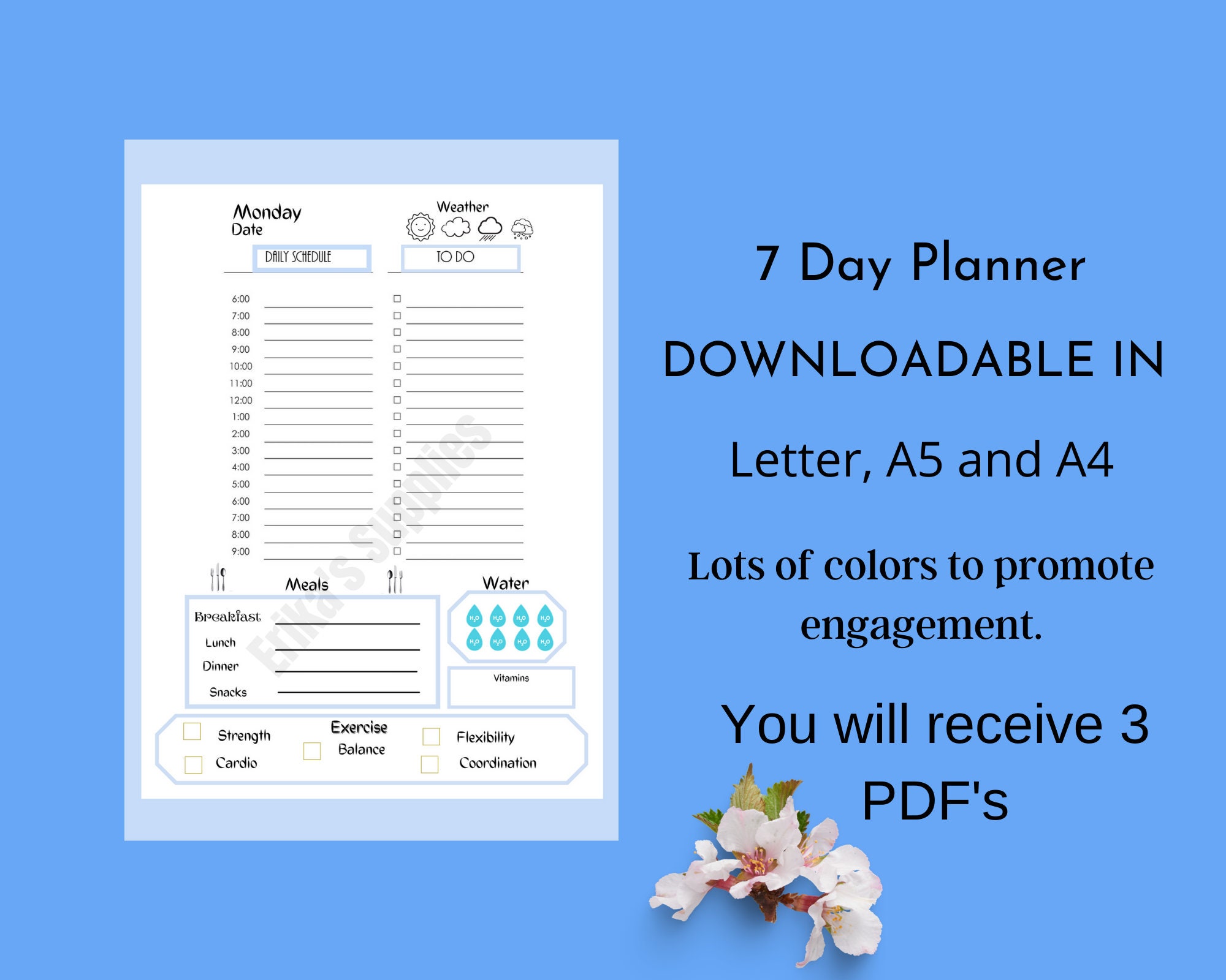 Printable 7 Day Planner/daily Planner Pdf/planner for - Etsy