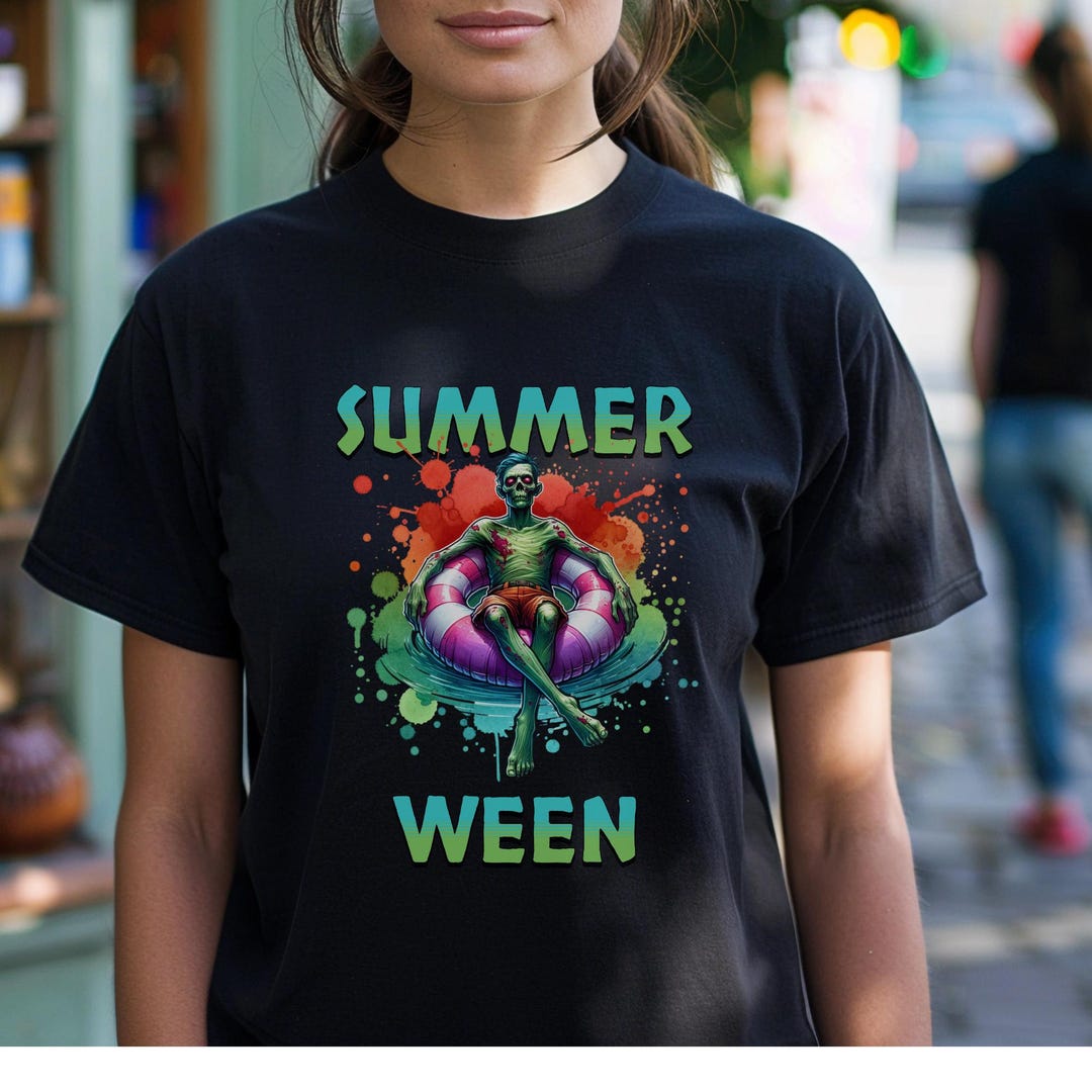 Summerween Zombie Enjoying Summer Unisex Tee, Halloween Shirt, Monster ...