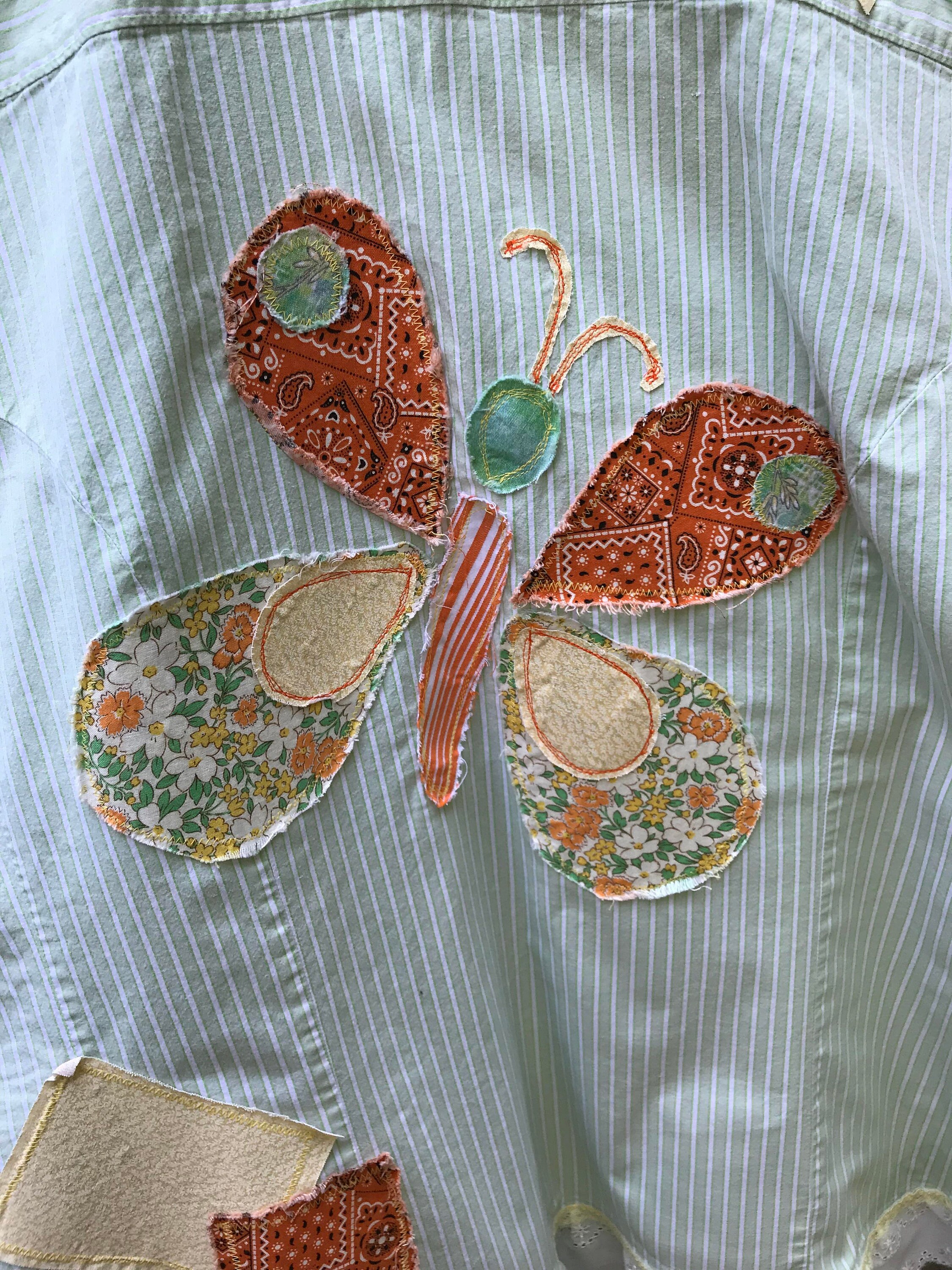 Butterfly Patchwork Upcycled Soft Green Short Sleeve Shirt - Etsy