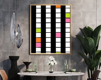 Pink and Green Checkered Print, Flower Checkered Posters, Boho ...