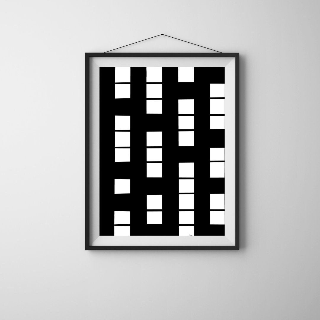 Black and White Checkered Digital Art Print - Checkered Art - Etsy
