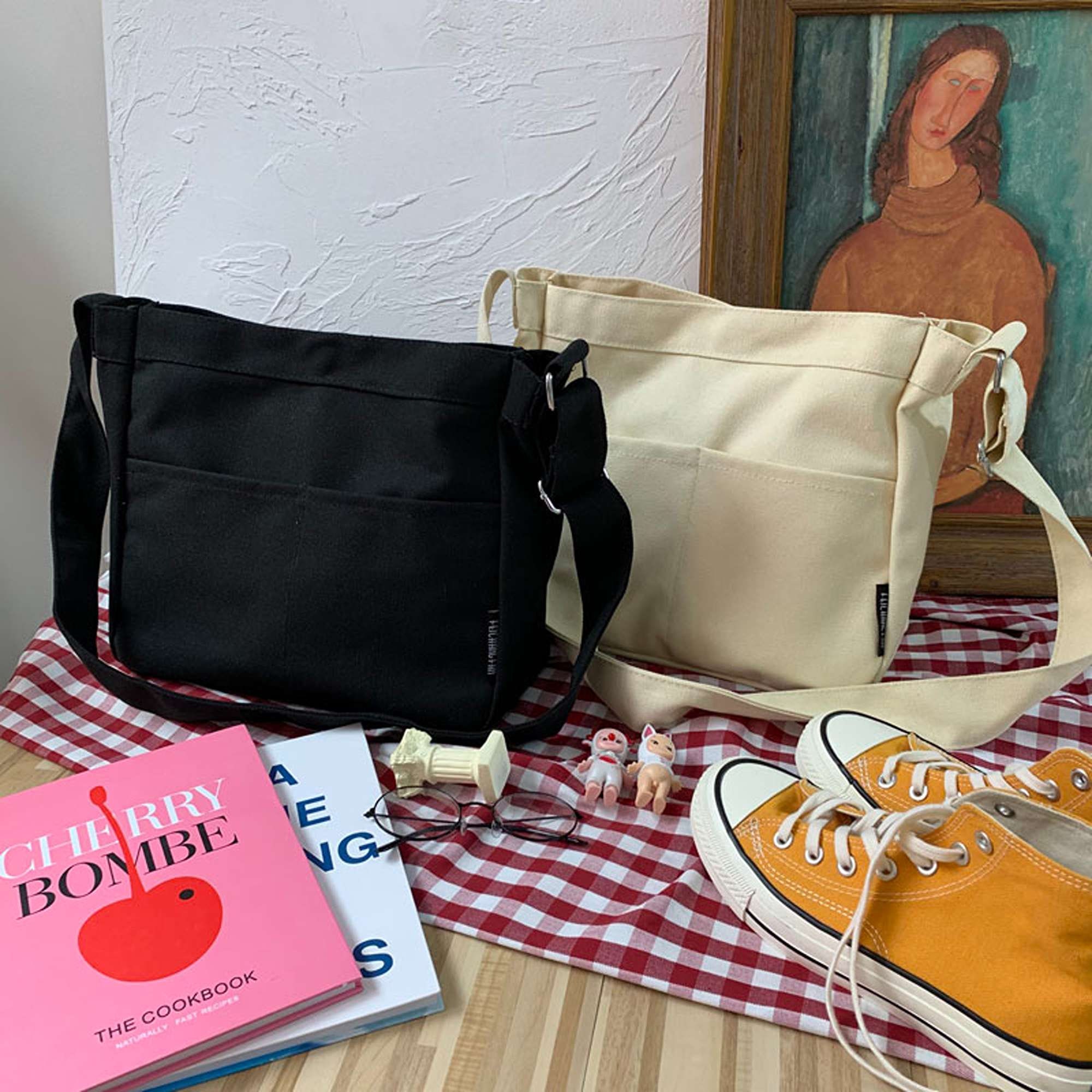 Female Single Shoulder Bag Fashion Canvas Messenger Bags Cotton Student ...