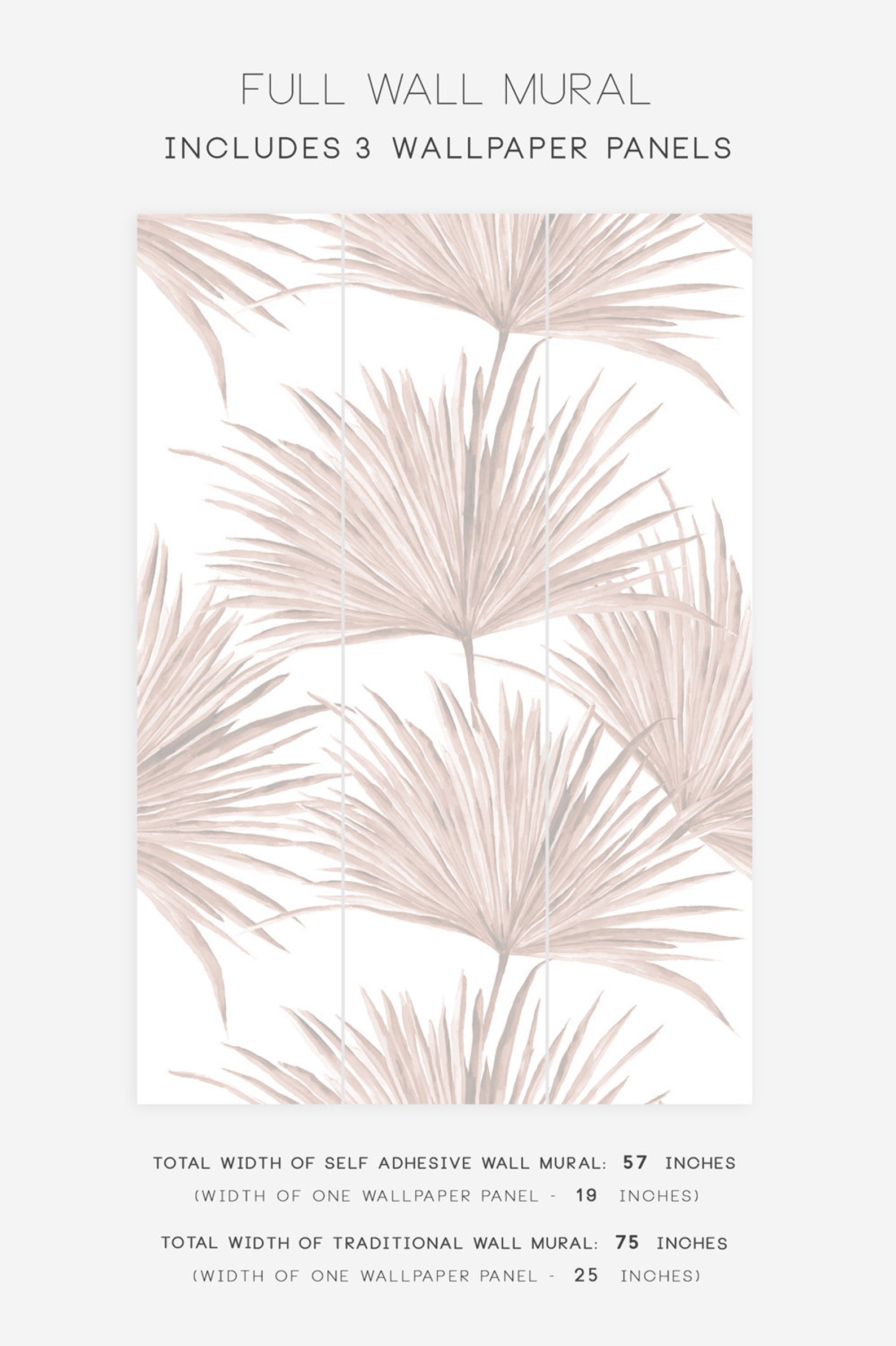 Neutral Palm Leaf Wallpaper Mural, Removable Wall Paper - Etsy