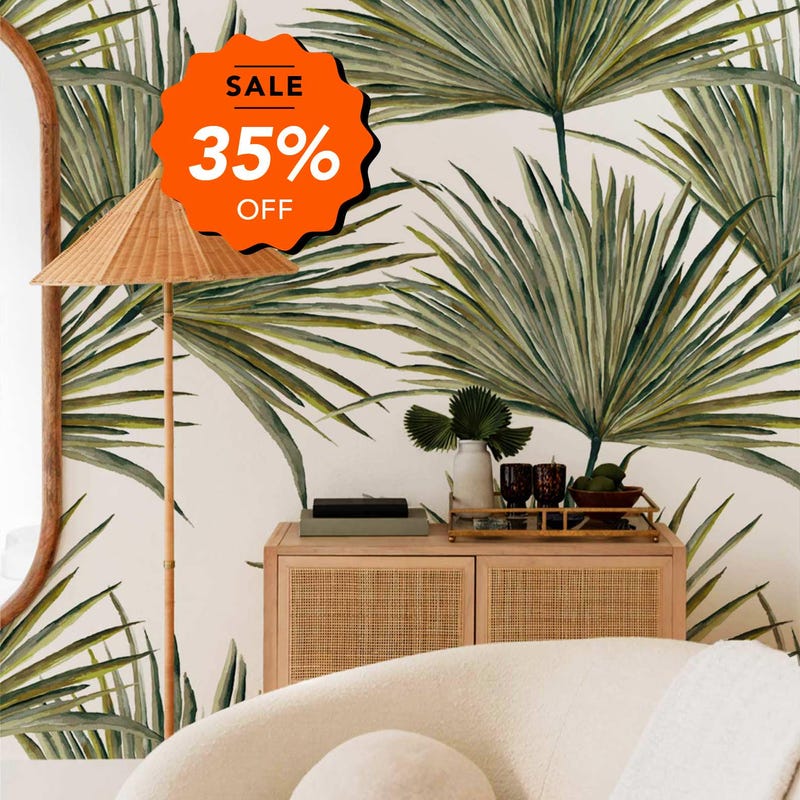 Palm Leaf Wall Mural - Etsy