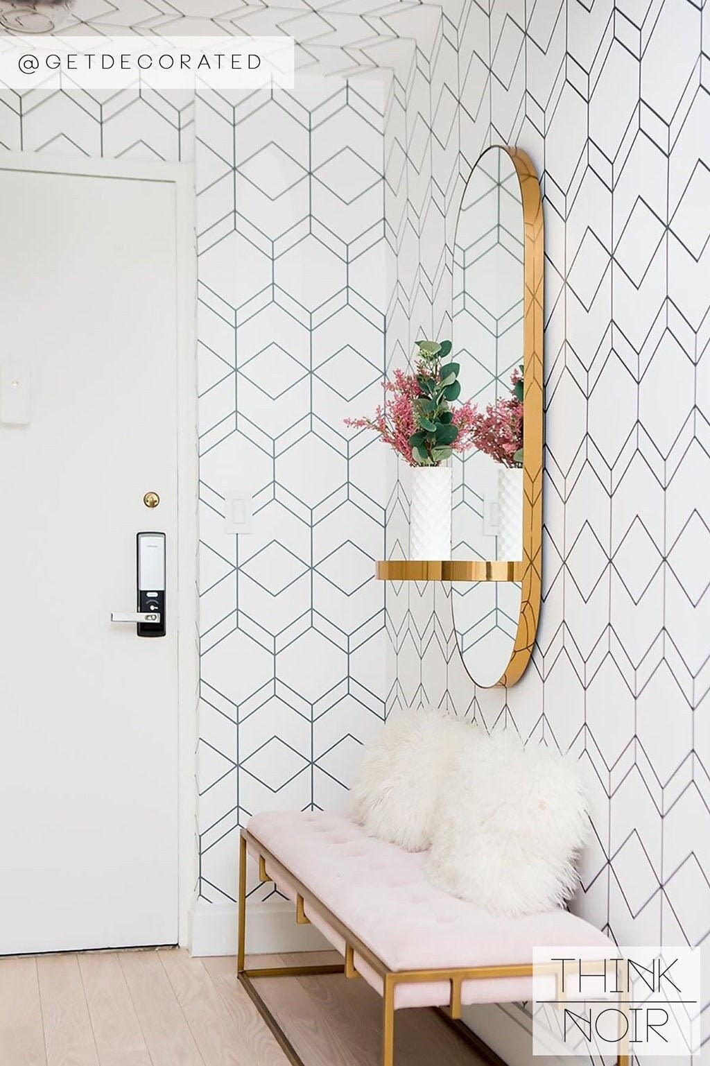 Geometric Hallway Wallpaper - Modern Peel and Stick Accent Wall Decor ...