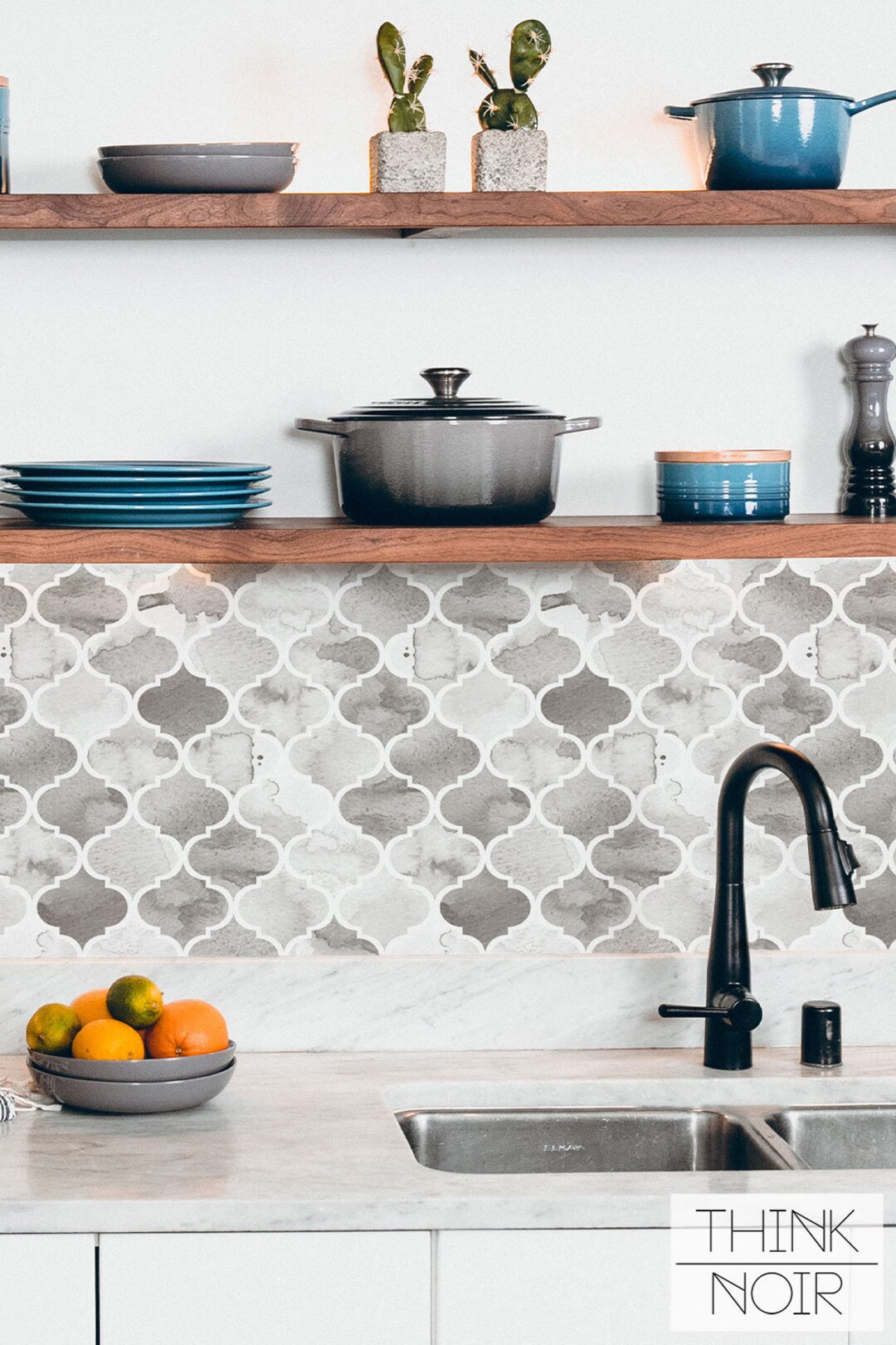 Moroccan Tile Backsplash Grey Marble Backsplash Vinyl Wall Tiles Stick ...