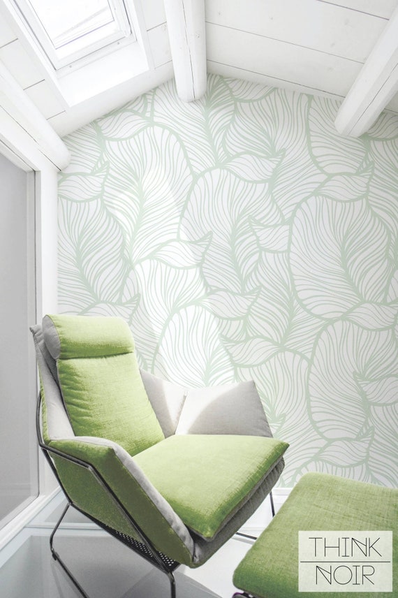 Oversized Floral Pattern Wall Mural Mint Green Flower Wall - Etsy