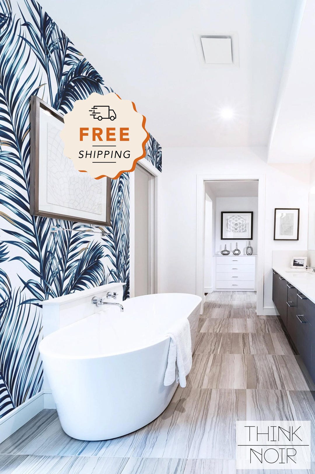 Wallpaper for Bathrooms Palm Leaves Wallpaper Bathroom Ideas Blue ...