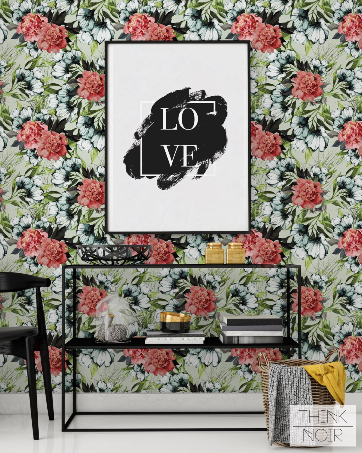 Flower Wallpaper / Floral Removable Wallpaper / Flower Wall - Etsy