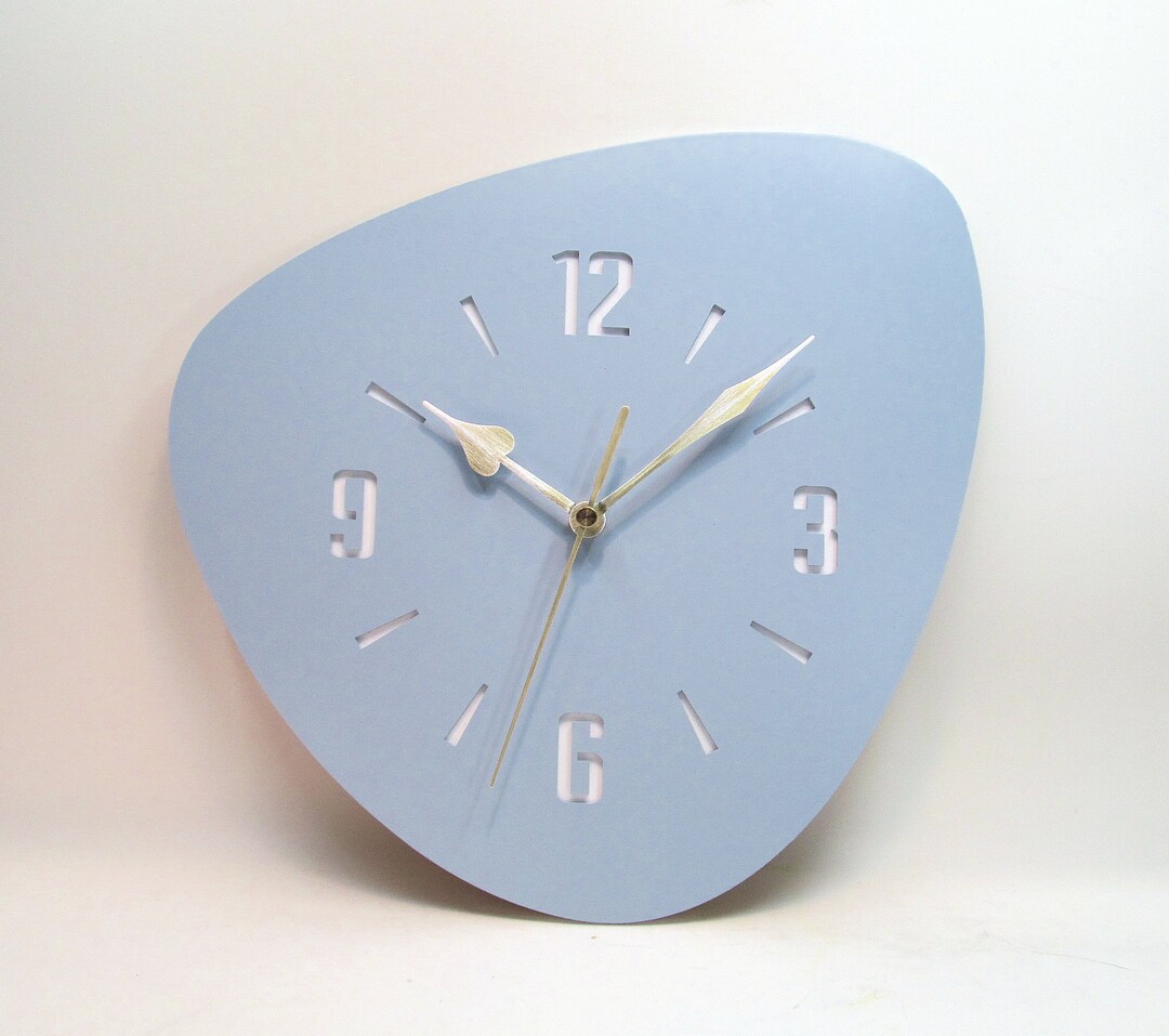 Peaceful Blue 1950's Style Wall Clock 1960's, Handmade Mid-century ...