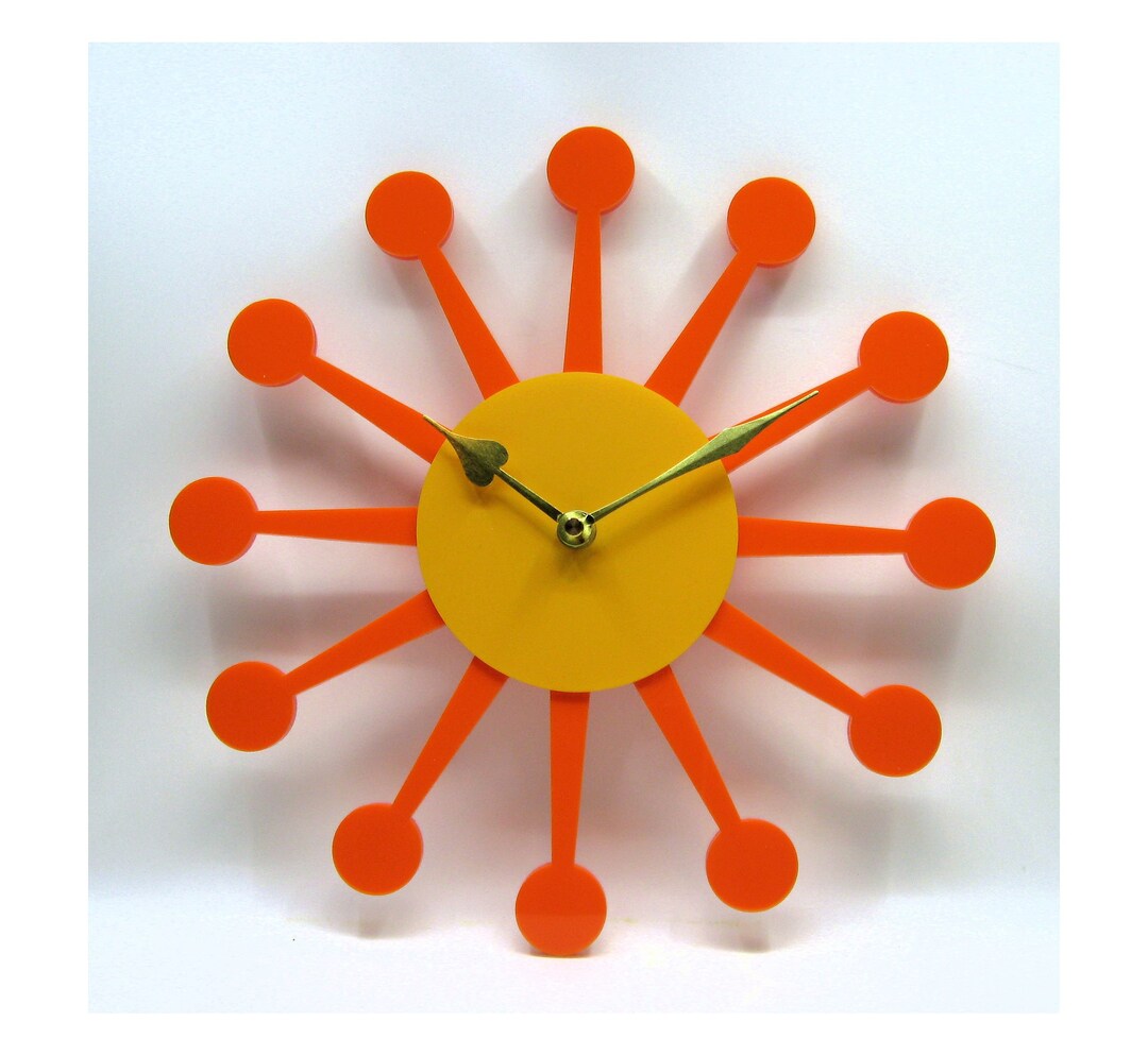 1950's Style Atomic-era Sunburst Wall Clock, Handmade, Mid-century ...