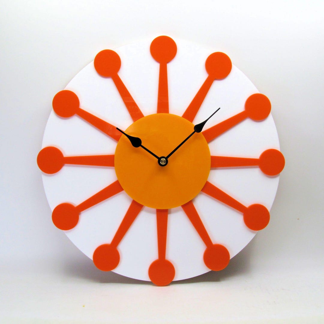 One of 1 Laser Cut Atomic Sunburst Clock: Mid-century Modern Style - Etsy