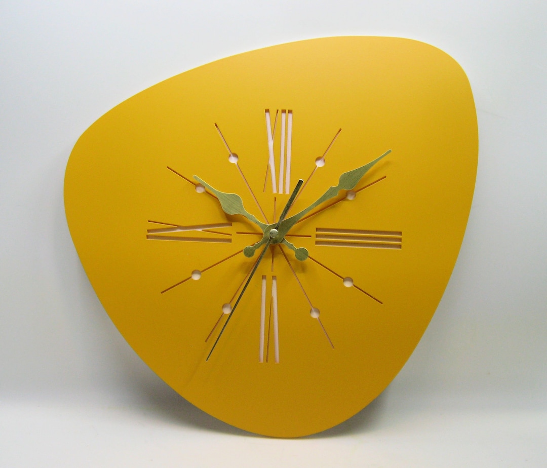 New, Handmade, Roman Numerals, 1950's Style Wall Clock 02H, Mid-century ...