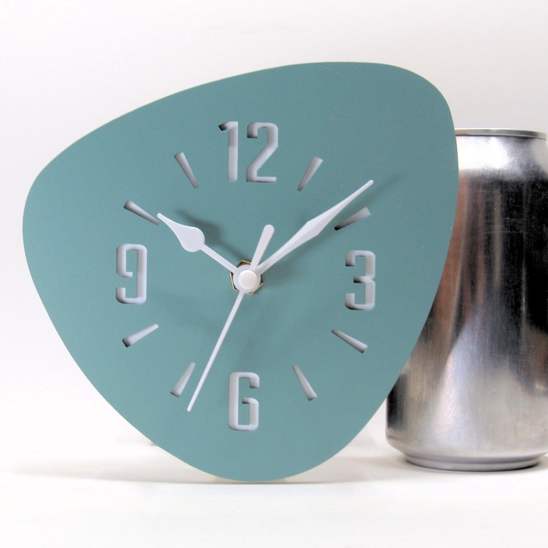 Sage Laser Cut Mini WALL Clock Mid-century Style Handmade 1950's Atomic ...