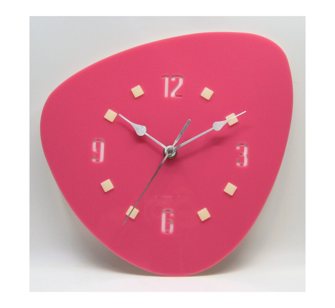 1950's Style Pink Wall Clock, Mid-century, Atomic-era, Handmade, USA - Etsy