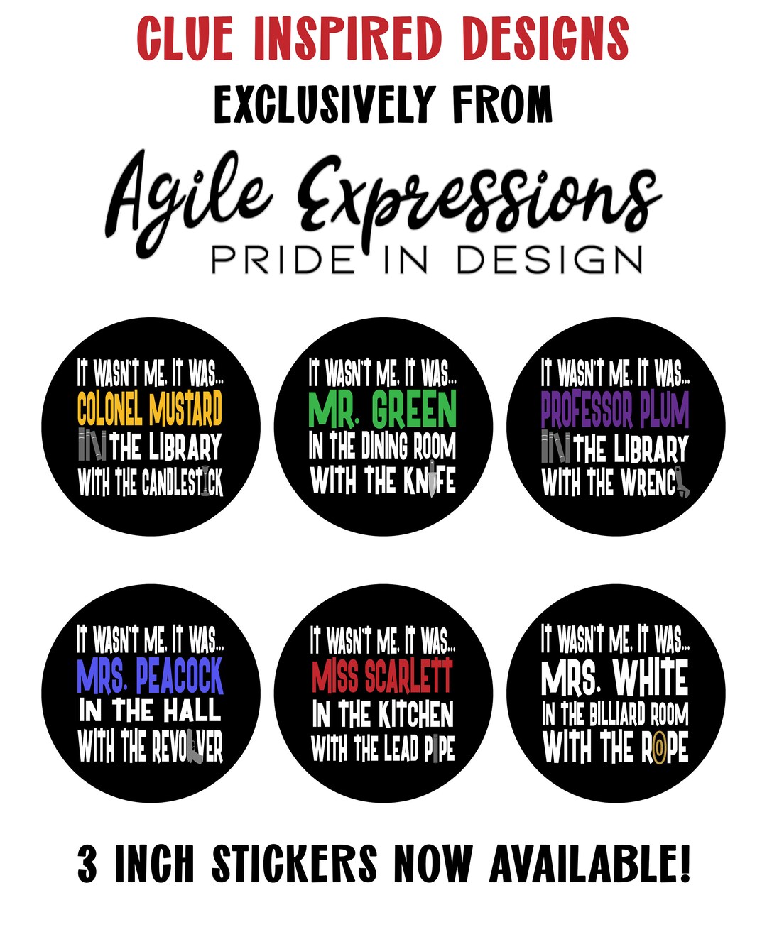 Clue, Clue Board Game, Laptop Sticker, Stickers, Laptop Decal - Etsy