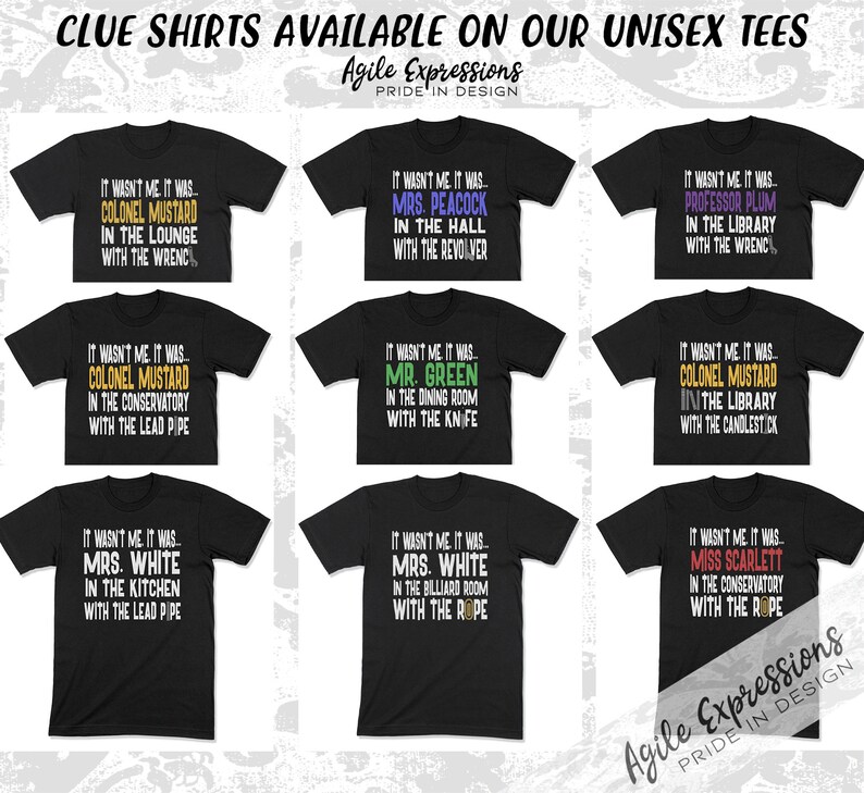 Clue Movie Shirt Clue Shirts for Women Clue Board Game Clue - Etsy