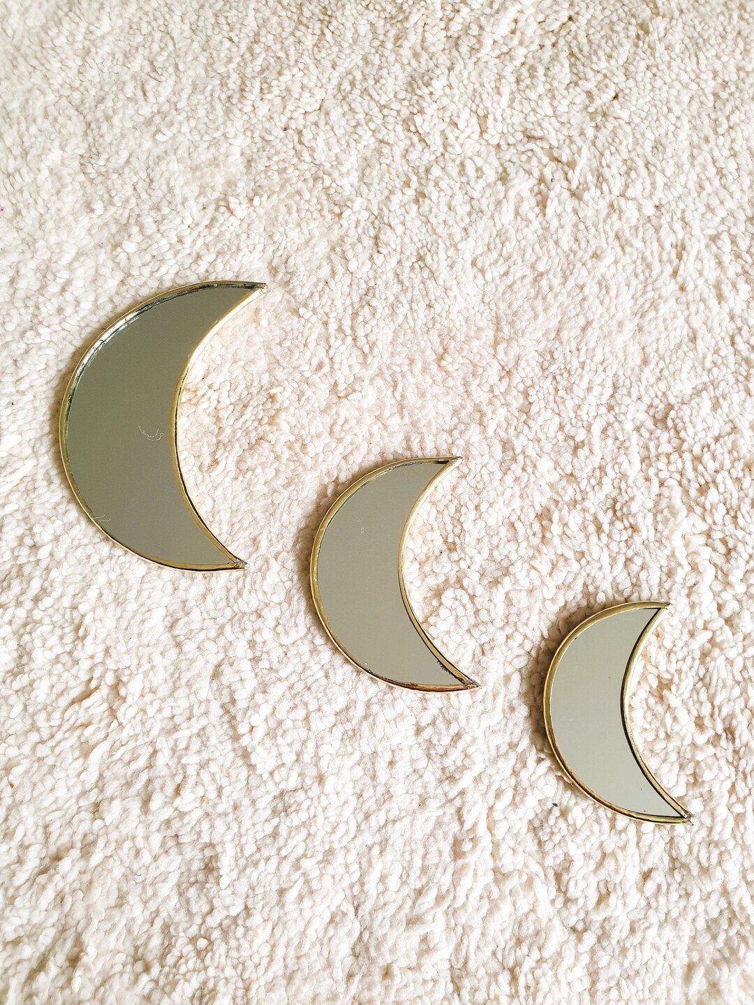 Moon Wall Mirror With Fine Edge in Golden Brass in 3 Sizes L/M or S ...