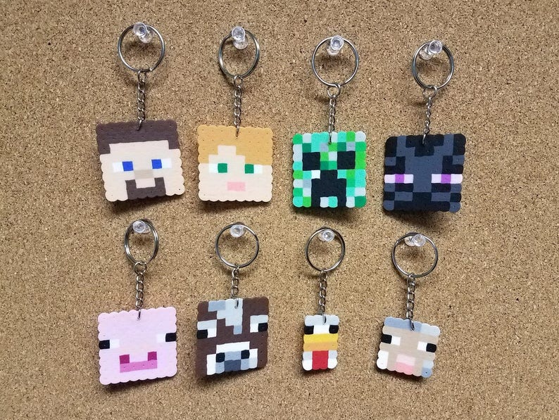 Minecraft - Fuse Bead Sprite Art Figure Keychains - Etsy