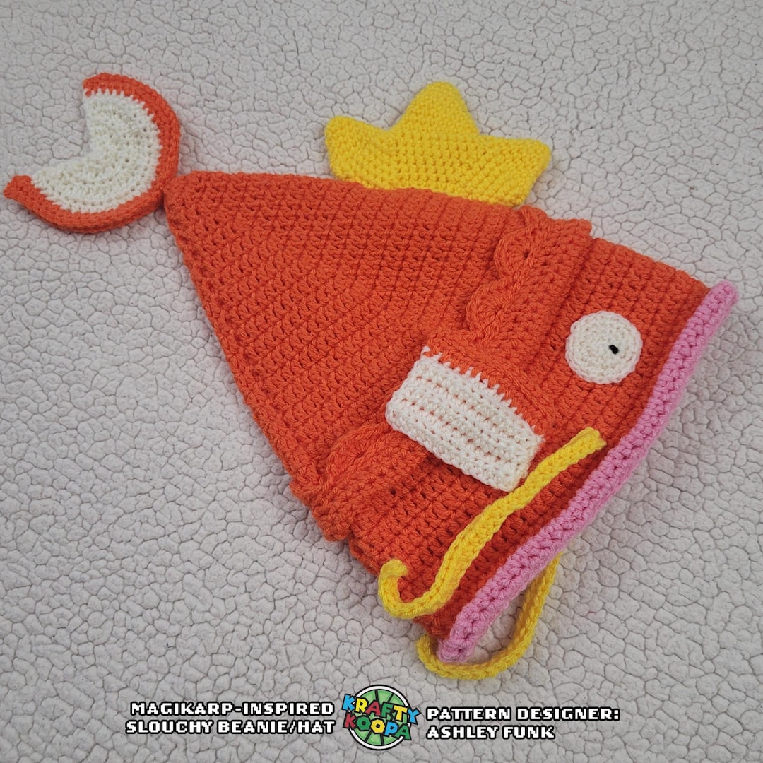 Pokémon Inspired Splashing Fish Slouchy Beanie, Toque, Hat, Outerwear ...
