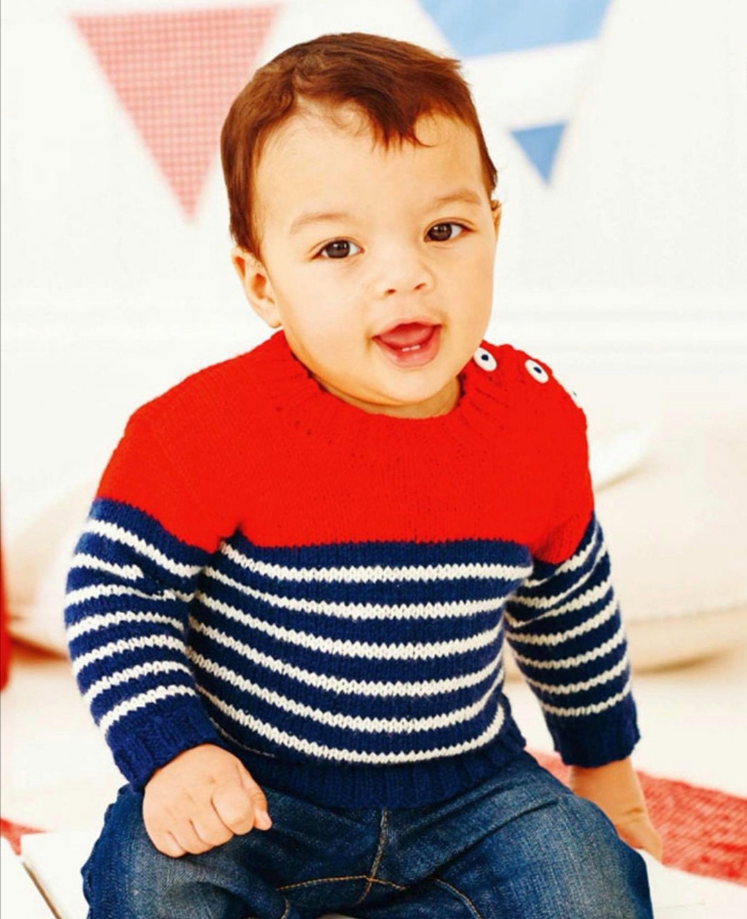 Striped Baby Sweater Jumper for Baby Girls and Boys Red Navy Blue White ...