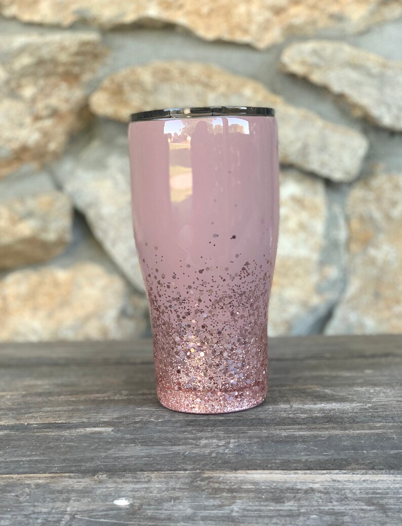 Rose Gold Glitter Tumbler Custom Glitter Tumbler Nude And Etsy