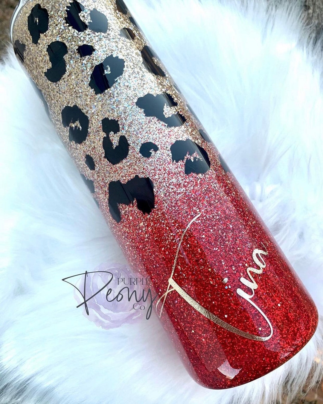 Leopard Print Gold Glitter Tumbler, Ombre Glitter Tumbler, Bridal Gift ...