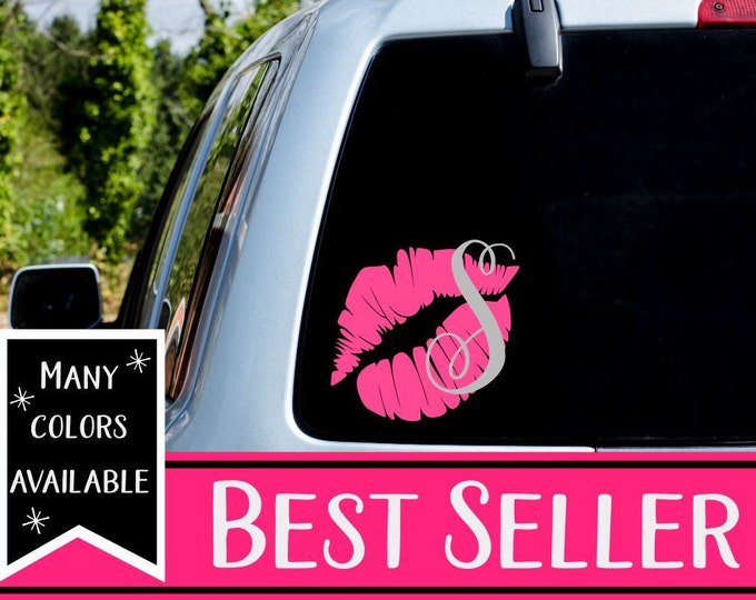 Lips Car Decal, Car Decals for Women, Monogram Car Decal, Car ...