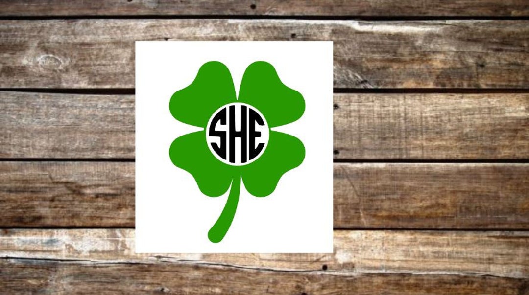 Shamrock Monogram Decal, St Patrick's Day Decals for Tumbler, Clover ...