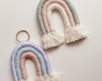 Macrame Keychain, Rainbow Star and Diamond Knot Handmade Boho Gift - Etsy