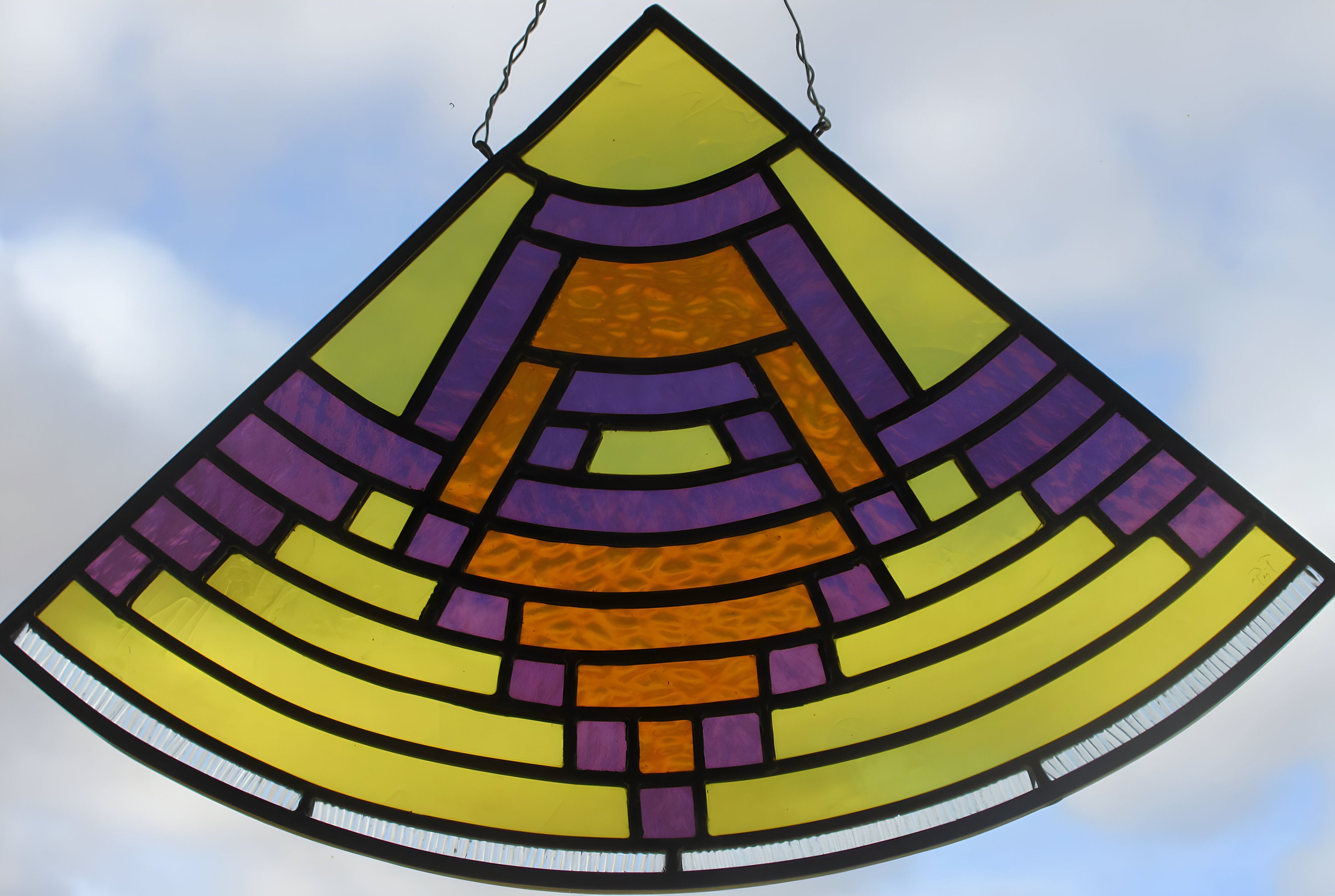 Multi-colored, Triangular Stained Glass 11 X 15.5 - Etsy