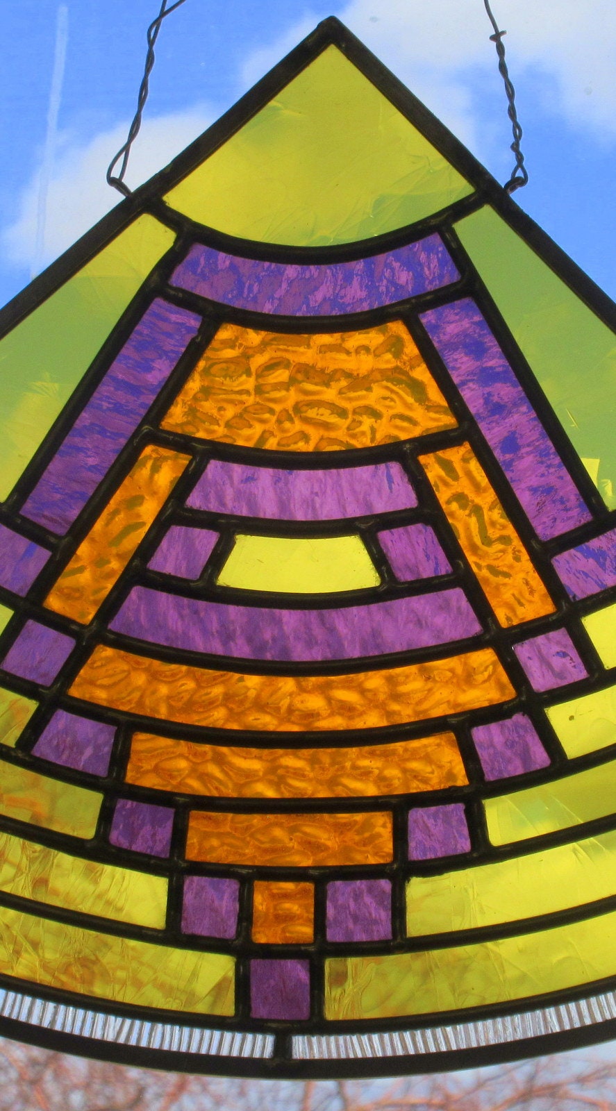 Multi-colored, Triangular Stained Glass 11" X 15.5" - Etsy