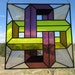 Stained Glasss Optical Illusion. Linked Impossible Boxes 13.5" Square ...