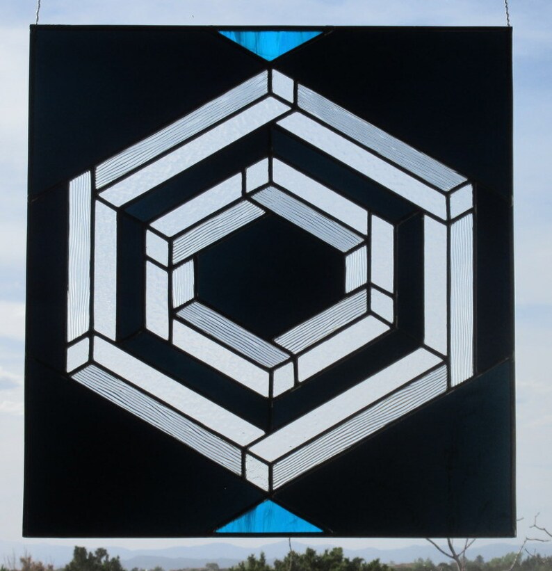 Stained Glass Optical Illusion. Window Panel. 18.5" X 19.5" - Etsy