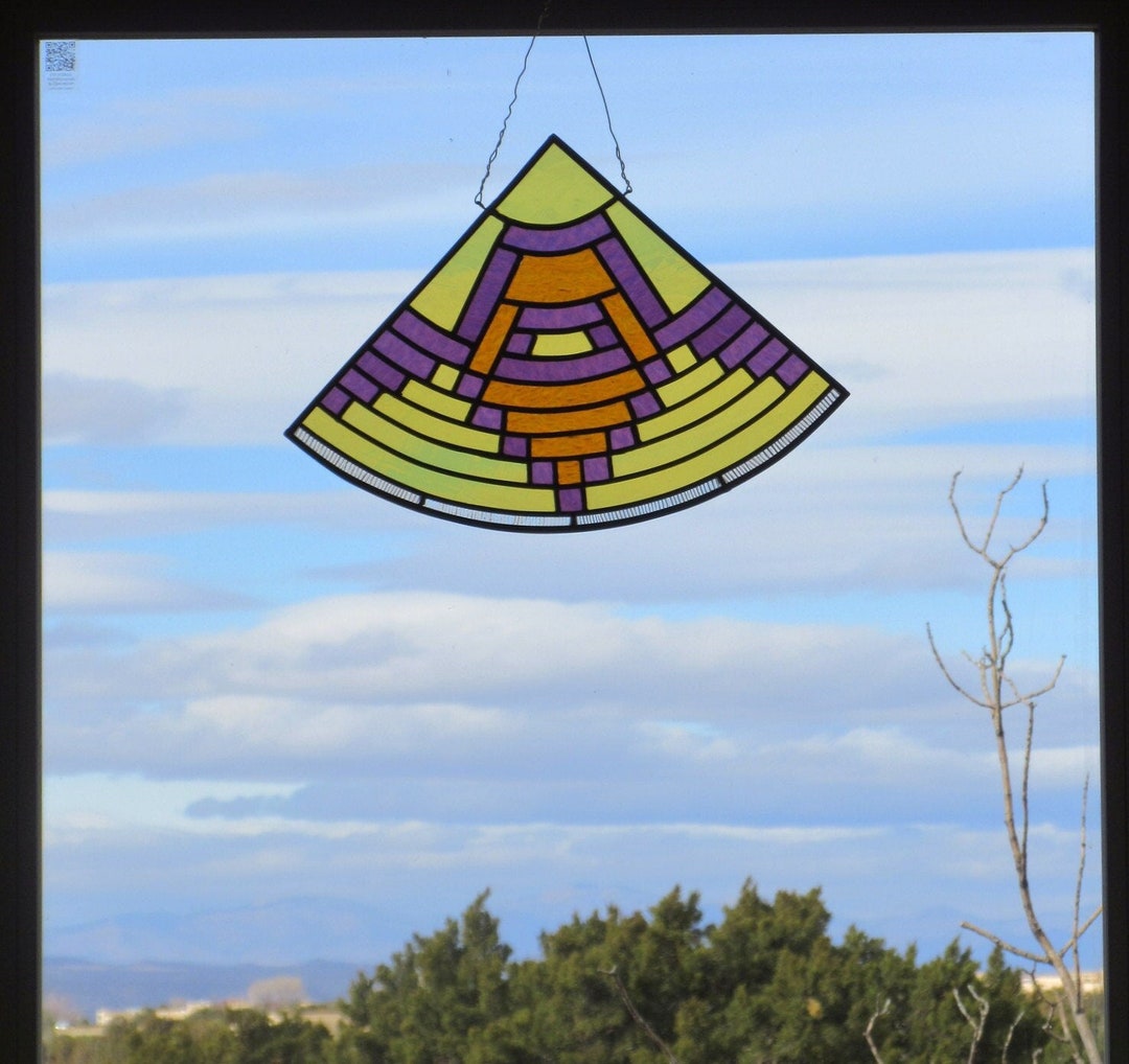 Multi-colored Triangular Stained Glass 11 X 15.5 - Etsy
