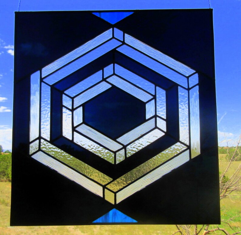 Stained Glass Optical Illusion. Window Panel. 18.5 X 19.5 - Etsy