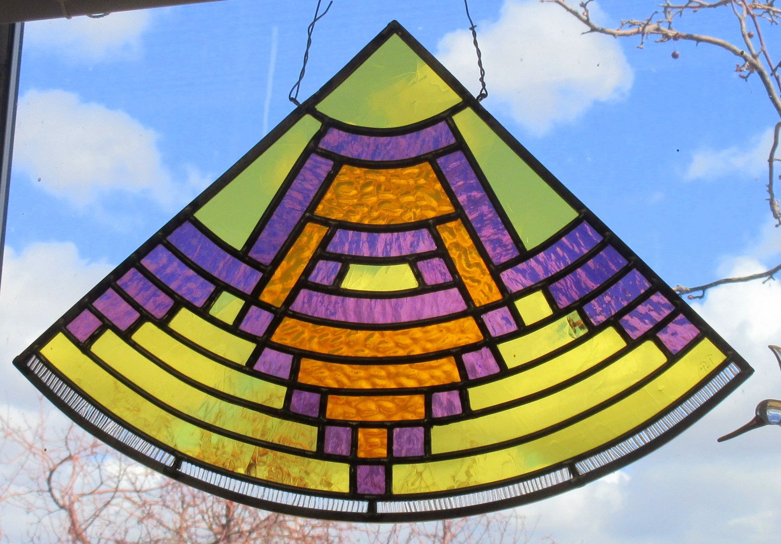 Multi-colored, Triangular Stained Glass 11" X 15.5" - Etsy