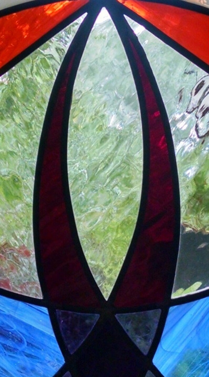Stained Glass Panel Art Window Hanging Geometry Pentagon - Etsy