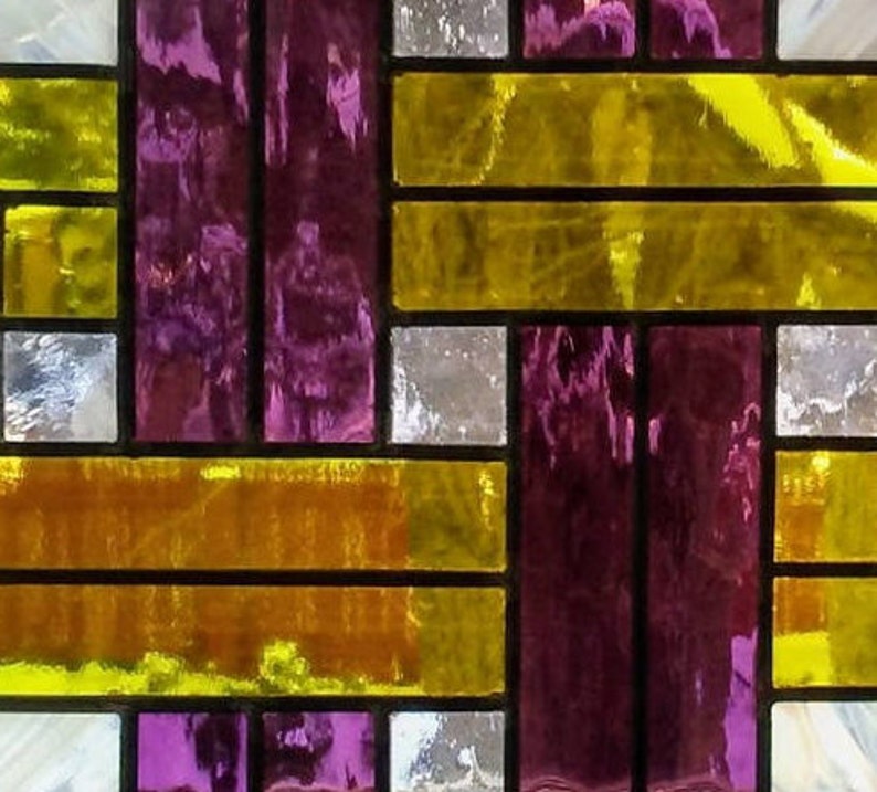 Stained Glasss Optical Illusion. Linked Impossible Boxes 13.5" Square ...