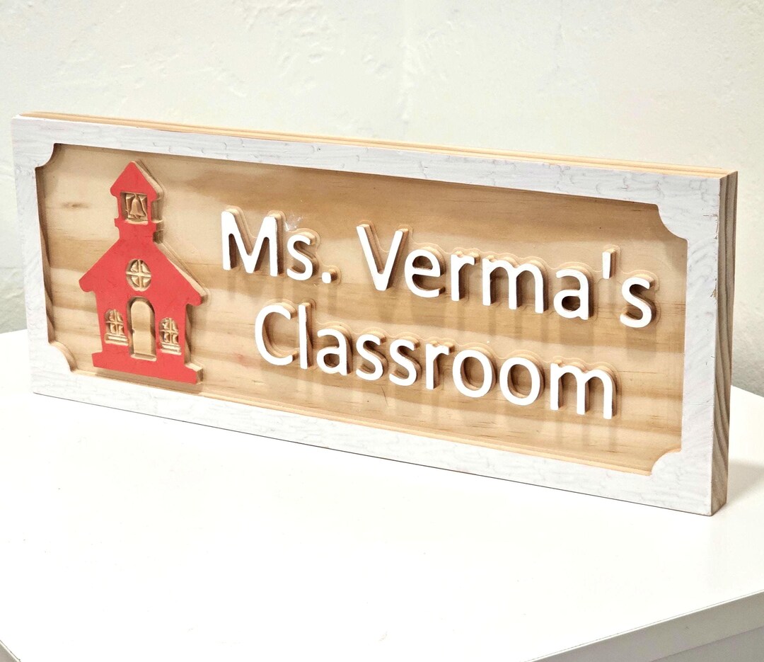 Personalized Teacher Classroom Sign - Custom Painted Carved Wood Sign ...