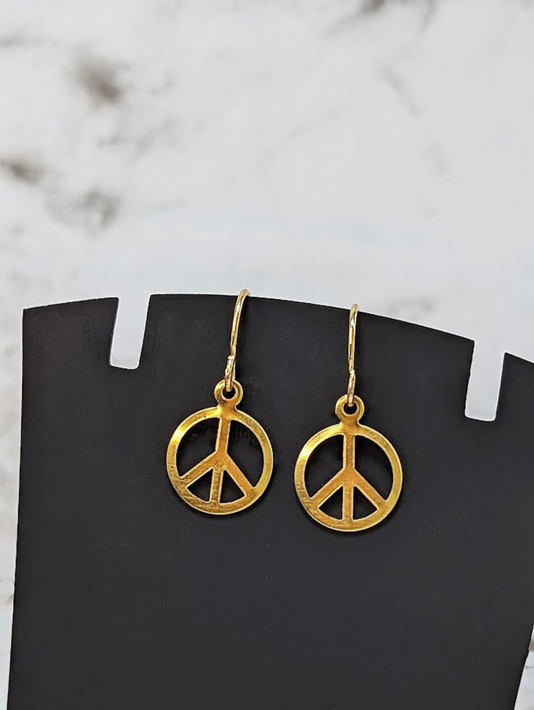 Cool Gold Fun Peace Sign 60s 70s Small Boho Vintage Inspired Dangle ...