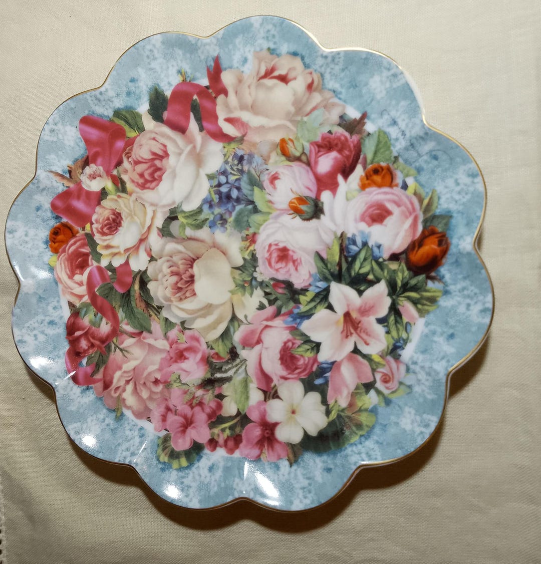Judith Winslow Franklin Mint "rhapsody of Roses" Heirloom Plate - Etsy